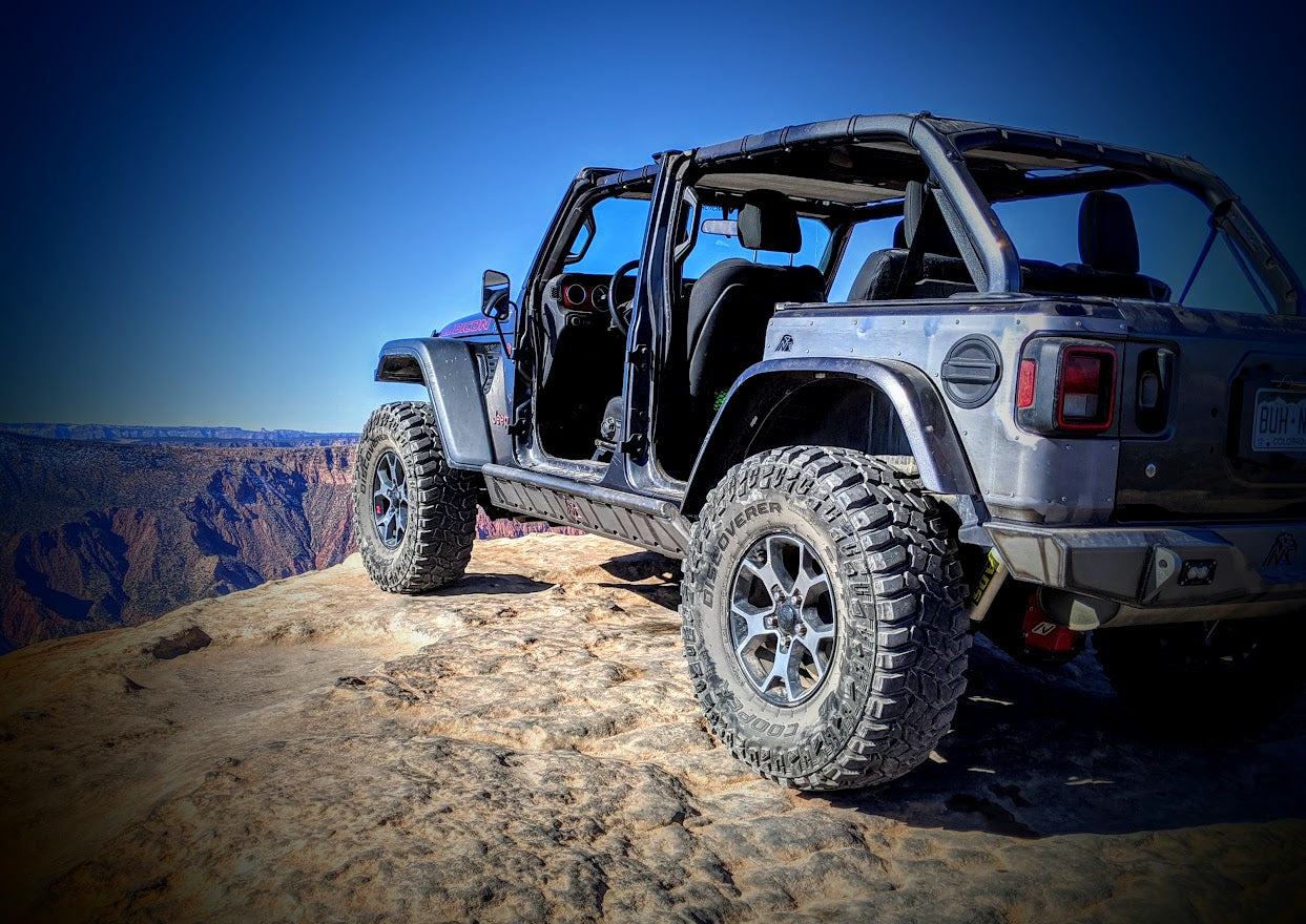 JLU Rock Sliders - Frame Mounted - Rimrocker Series – Next Venture ...