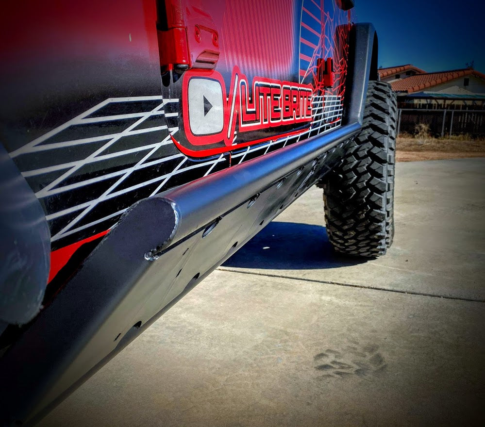 JLU Rock Sliders - Frame Mounted - Rimrocker Series – Next Venture ...